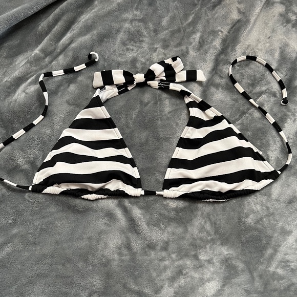 Swim | Womens Black And White Striped Bikini Top | Poshmark